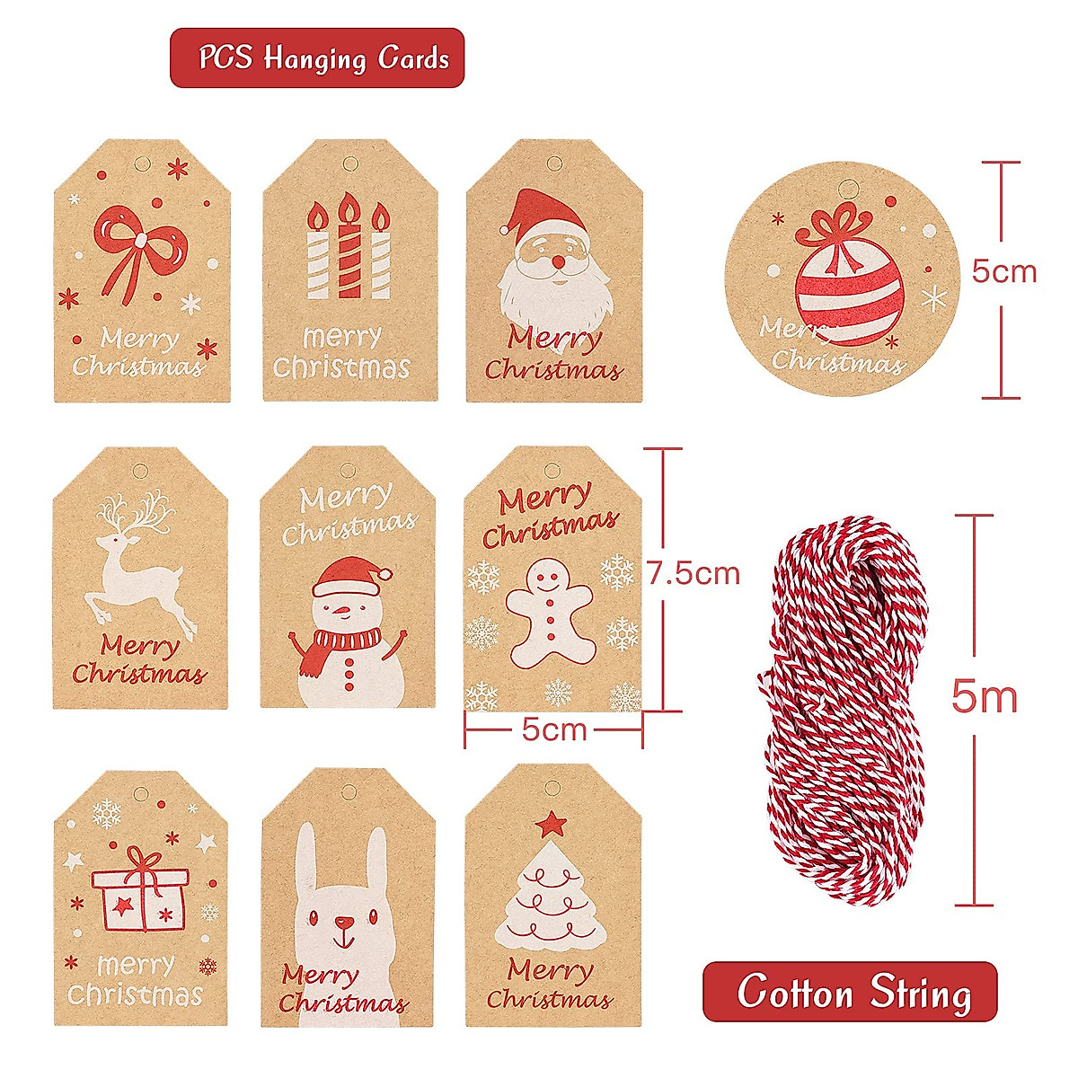 BOENFU Christmas Wrapping Paper, 8 Sheets Recyclable Kraft Paper for Xmas, 70x50CM in Folded Gift Wrap Paper