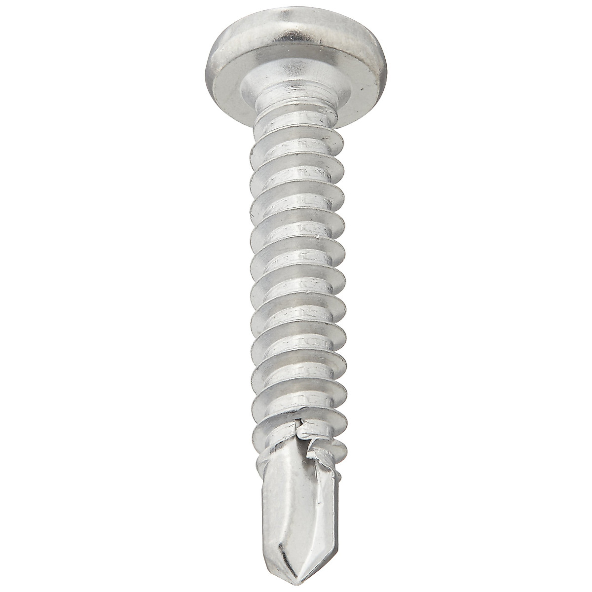 Small Parts 0816KQP410 410 Stainless Steel Self-Drilling Screw, Plain Finish, Pan Head, Square Drive, #2 Drill Point, #8-18 Thread Size, 1" Length (Pack of 25)