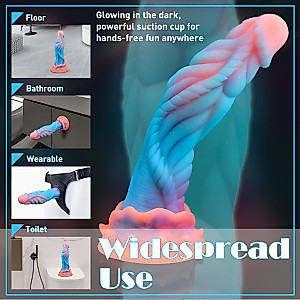 9.1" Fantasy Dildo Dragon Monster Dildo Animal Alien Dildo with Multi-Texture, Knot Dog Dildo Glow in The Dark Huge Anal Dildo with Strong Suction Cup, Luminous Adult Toys for Women Men