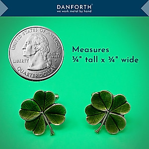 Danforth Four Leaf Clover Cufflinks – Handcrafted Green Clover Pewter Cufflinks – Made In USA