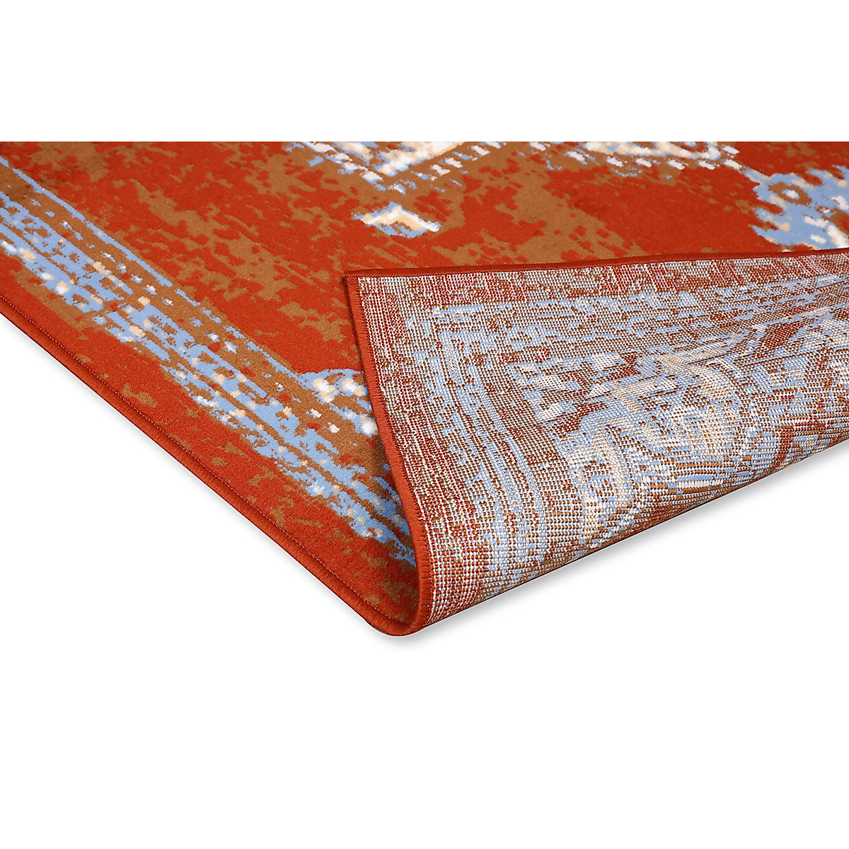 Furnish my Place Bohemian Rug - 7 ft. 8 in. x 11 ft, Rust, Indoor Area Rug with Bordered Design, Jute Backing