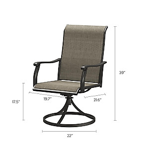 VICLLAX Swivel Patio Chairs Set of 2, High Back Textilene Patio Dining Chairs for Lawn Garden, Black Metal Frame