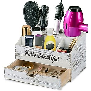 Muyankissu hair tool storage organizer, Wooden Hair tool organizer for Bathroom, Kitchen and Makeup,Hair organizer storage Perfect for Storing Blow Dryer, Straightener and Brush