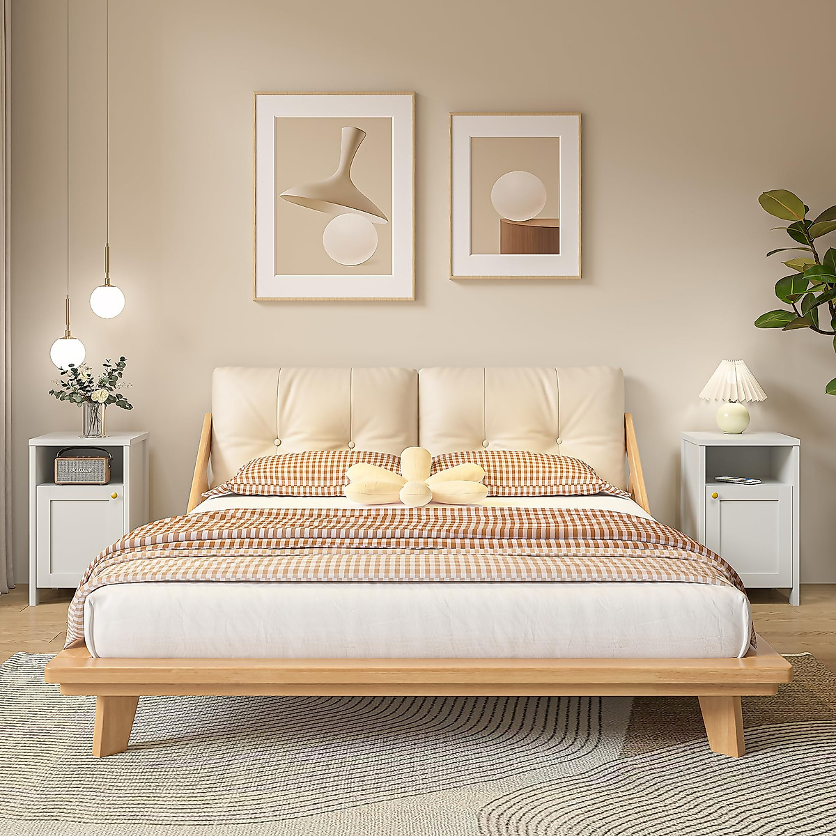 furtble Nightstands Set of 2, Modern Bedside Table, Sofa End Table with Storage Shelf, Narrow Nightstand, Wooden Bedside Furniture for Bedroom, White