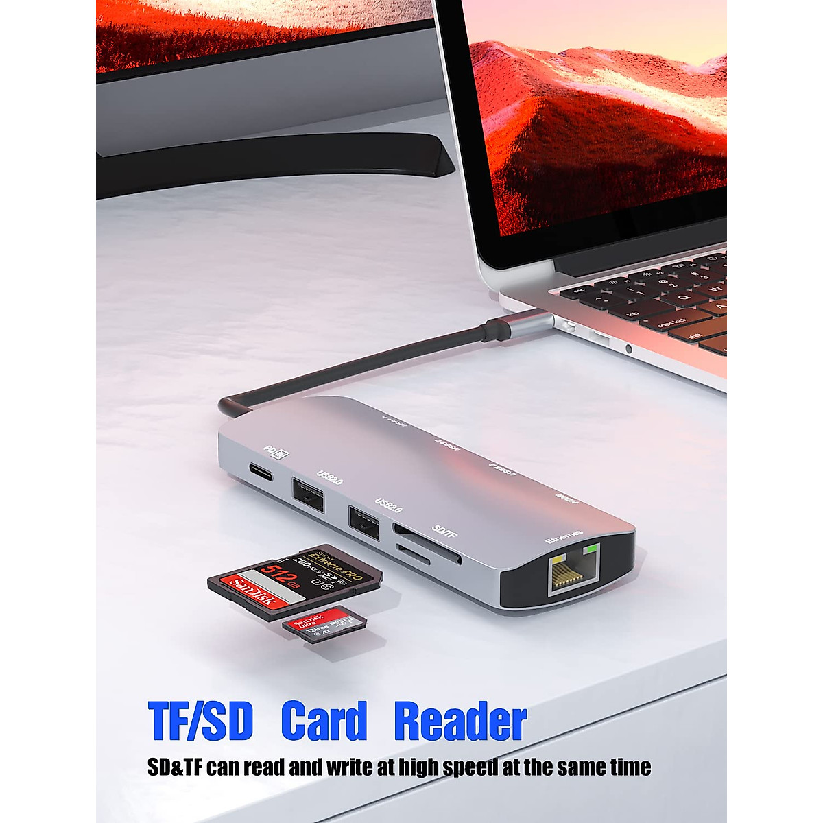 USB C Hub, Sivxnem USB C to HDMI Adapter (4K HDMI USB3.0/2.0 SD/TF 90W PD Gigabit USB-C Dongle),USB-C Docking Station Compatible with MacBook Pro/MacBook Air/iPad Pro/Surface Pro 7/Dell XPS 13 15