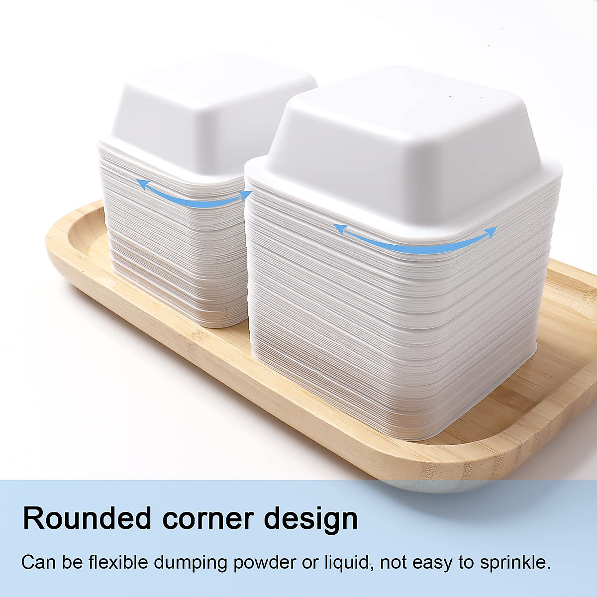 Yzzsjc Square Weigh Boats Medium - 100 Pac 100ml Plastic Disposable Trays for Scale,Easy Pour Design,Square Lab Weighing Dishes for Measuring,Storing, Mixing Powders,Liquids