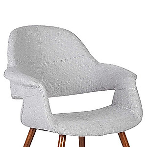 Armen Living Phoebe Mid-Century Modern Fabric Upholstered Dining Chair for Kitchen Table Office Desk Vanity, 24D x 25W x 33H Inch, Gray