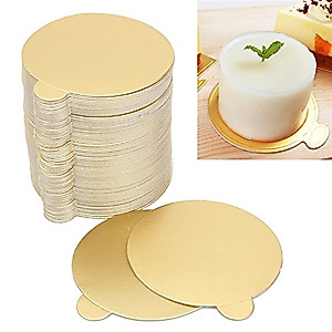 Darnell Nehemiah 100pcs/Set Round Mousse Cake Boards Gold Paper Cupcake Dessert Displays Tray Wedding Birthday Cake Pastry Decorative Tools Kit