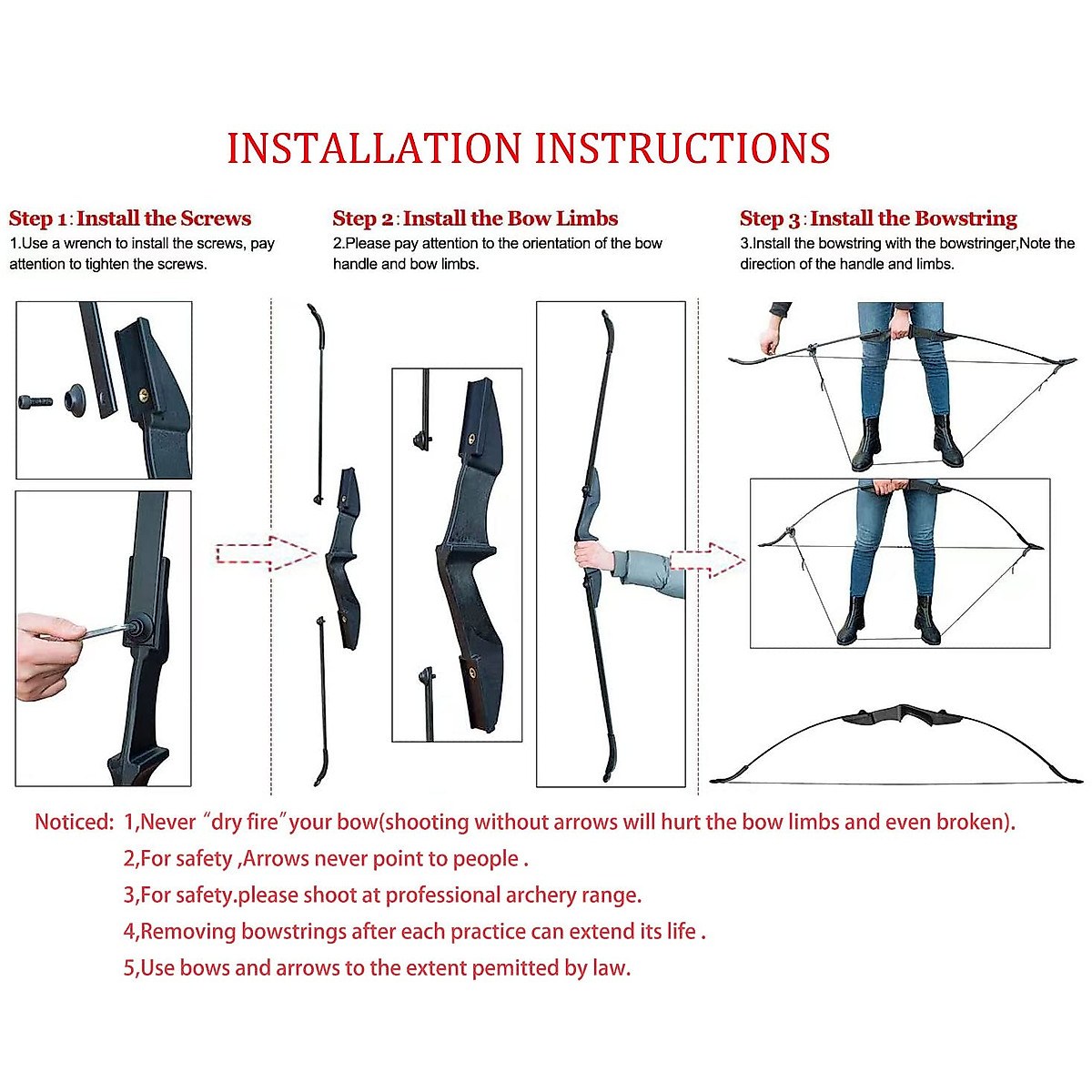 Monsour Archery Takedown Recurve Bow and Arrow Set Left/Rght Hand Longbow Kit Beginner Outdoor Hunting Shooting Practice 20lb 30lb 40lb (Black 40lb)