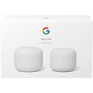 Nest WiFi Router with 1 Point - Mesh for Wireless Internet Wi-Fi Extender Smart Speaker Works and Google Home Systems Snow