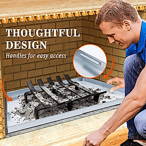 Hisencn Adjustable Fireplace Tray Ash Pan - Mess Free Ash Removal, Fireplace Ash Tray Expands from 22 Inches Up to 31-1/2 Inches, Powder-Coated Steel Fireplace Ash Pan for Ash Collection, Black