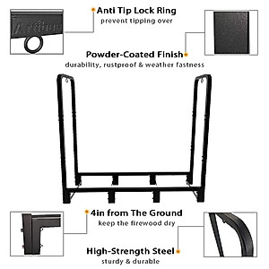 Artibear 4ft Firewood Rack Stand With Cover Upgraded Adjustable Log Holder For Outdoor Indoor Fireplace Wood Pile Storage Stacker Organizer