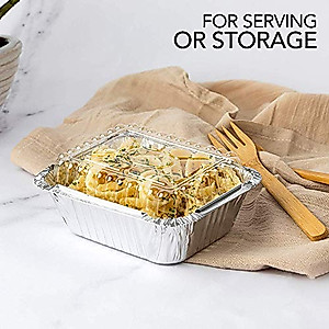 Stock Your Home 1 Lb Small Aluminum Pans with Lids (50 Pack) Foil Pans + Clear Plastic Lids, Disposable Cookware, Takeout Trays with Lids - To Go Disposable Food Containers for Restaurants & Catering
