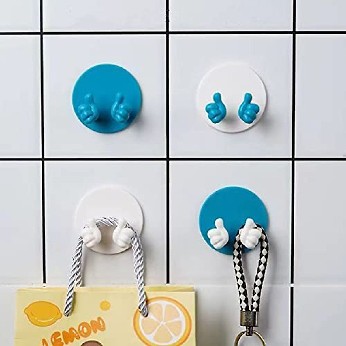 12pcs Thumbs Up Wall Hook, Sticky Hooks for Hanging, Adhesive Wall Hooks, Shower Hooks for Inside Shower, Self Adhesive Hooks for Hanging in Living Spaces, Kitchen, Bathroom (Color Mixing)