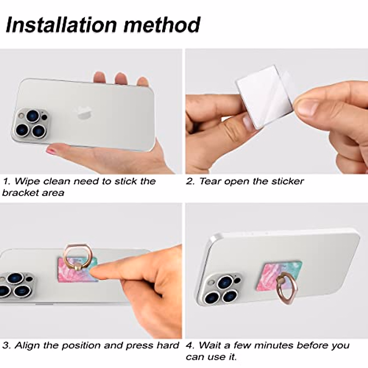 DaBuBu Multi-Function Mounts and Holder Three Pack Colorful Marble Metal Phone Ring Stand for Cellphones&Tablets