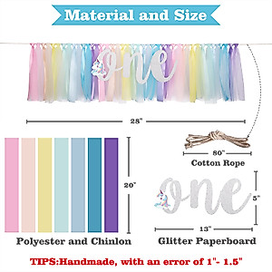 Unicorn Highchair Banner Decoration for Baby,1st First Birthday Banner, High Chair Fabric Garland Party Supplies, Red Orange Yellow Green Blue Cyan Purple, Photo Props, Handmade