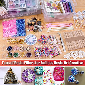 Thrilez Resin Decoration Accessories Kit, Jewelry Making Supplies with Dried Flowers, Glitter Sequin, Mica Powder, Foil Flakes and Epoxy Fillers for Crafts Beginners