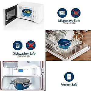 Freshmage Salad Container for Lunch with Ice Pack, Leakproof BPA-Free 52-oz Lunch Container with 4 Compartments, Salad Lunch Container for Men, Women (Blue+Ice Pack)