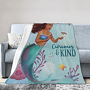 Mermaid Movie Throw Blanket for Kids & Adults, All Seasons Flannel Fleece Blanket Soft Plush Blankets for Couch Sofa Bed Camping Travel 40"x30"