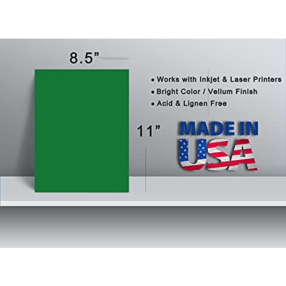 65lb Cover Cardstock Paper - 8.5 x 11 inch - 25 Sheets (Holiday Green)