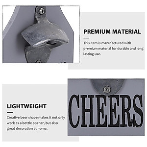 Luxshiny Bottle Opener Wall Mounted Wall Mounted Bottle Opener with Lid Catcher Beverage Beer Soda Caps Remover Farmhouse Wall Decoration for Bars Kev Hotels Homes Grey Retro Decor