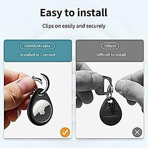 UNBREAKcable 4-Pack AirTag Case with Keychain [Lock Design][Lightweight][ Scratch Protection], Secure Holder Protective Case for Keys, Bags, Luggage, and Pet Collar (Black&Blue)