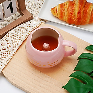 Koolkatkoo Cat Mug Cute Ceramic Coffee Mugs Hidden 3D Animal Inside Mug Novelty Tea Cup Pink Mug for Women Girl Mothers Day Gifts Cat Gifts for Cat Lovers Holiday Christmas Gifts Birthday Gifts 12 oz