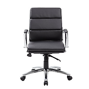Boss Office Products Executive Mid Back CaressoftPlus Chair with Metal Chrome Finish in Black