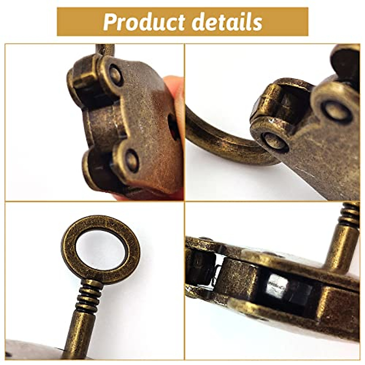 kathson Old Vintage Antique Style Mini Archaize Padlocks Key Lock with Key (Lot of 3,Antique,Love) (Antique Style)