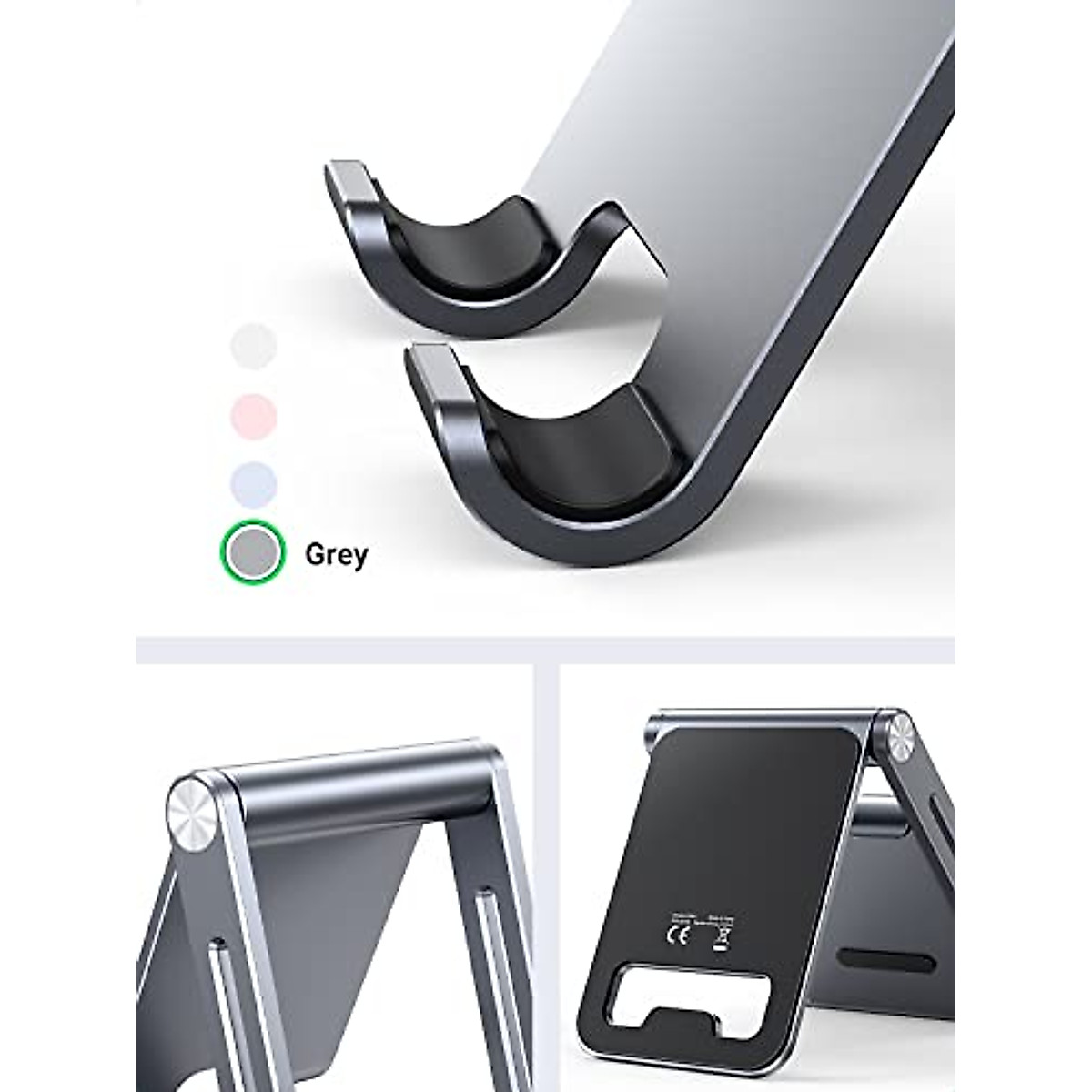 UGREEN Phone Stand for Desk Cell Phone Holder Adjustable Compatible with iPhone 14 13 12 Pro Max 11 XS Max XR X 8 Plus, Nintendo Switch, Aluminum Metal Desktop Phone Stand Portable, Space Grey