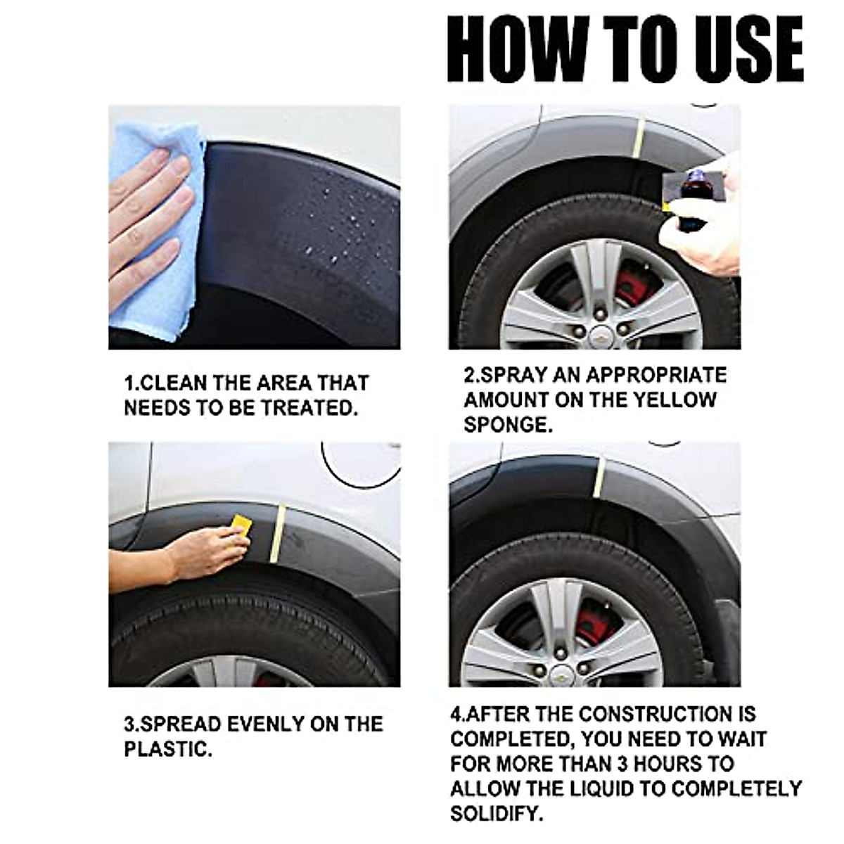 DETTELIN Auto Plastics Parts Refurbishment Agent | 50mL Car Interior Plastics & Leather Restorer, Auto Refurbishment Cleaning Agent Car Cleaner with Sponge