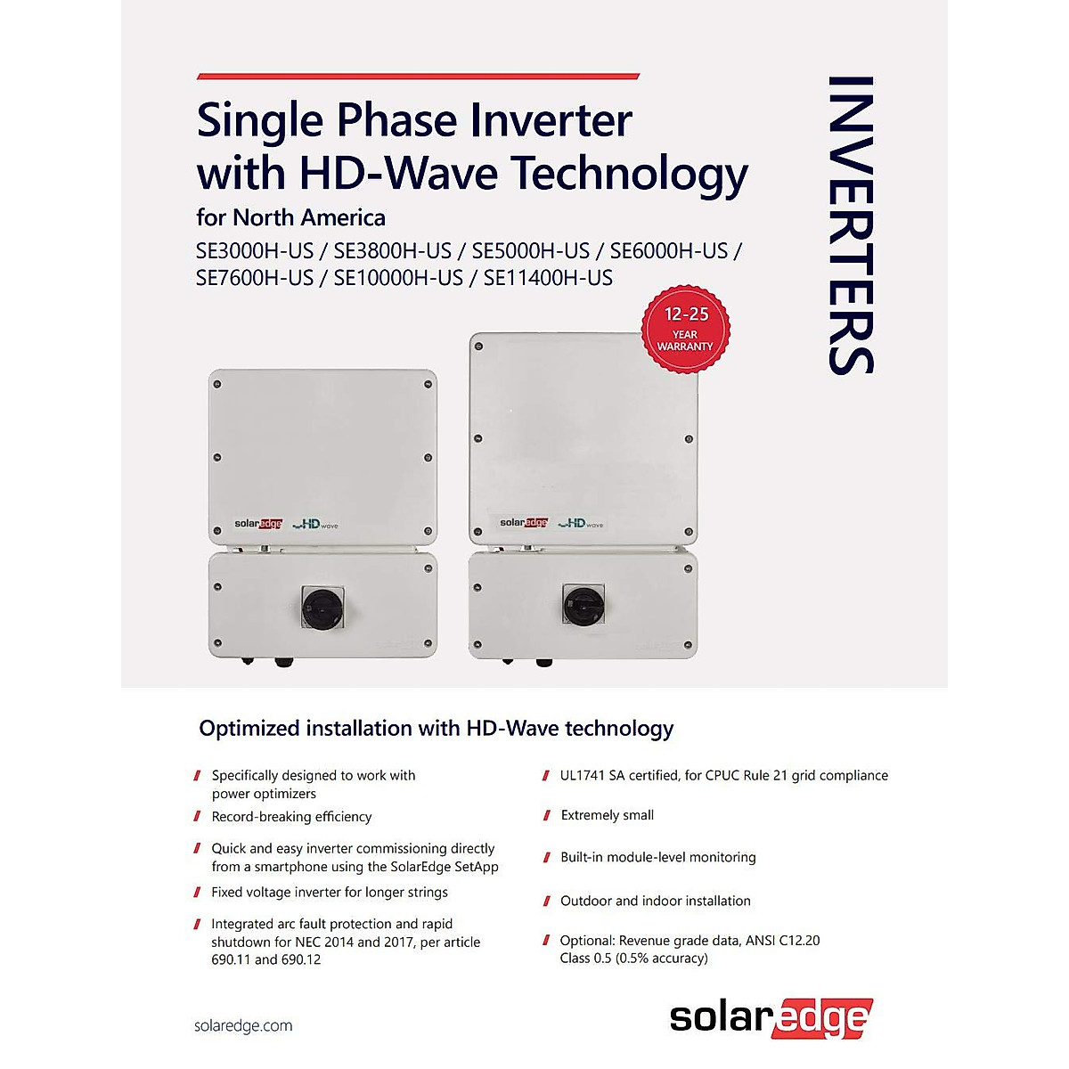 SolarEdge HD-Wave Single-Phase Inverters SE7600H-US