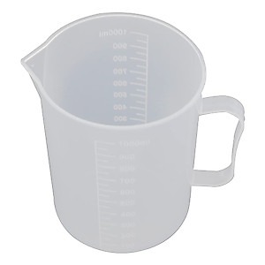 Heyiarbeit Measuring Cup 1000ml PP Plastic Graduated Beaker Transparent for Lab Kitchen Liquids