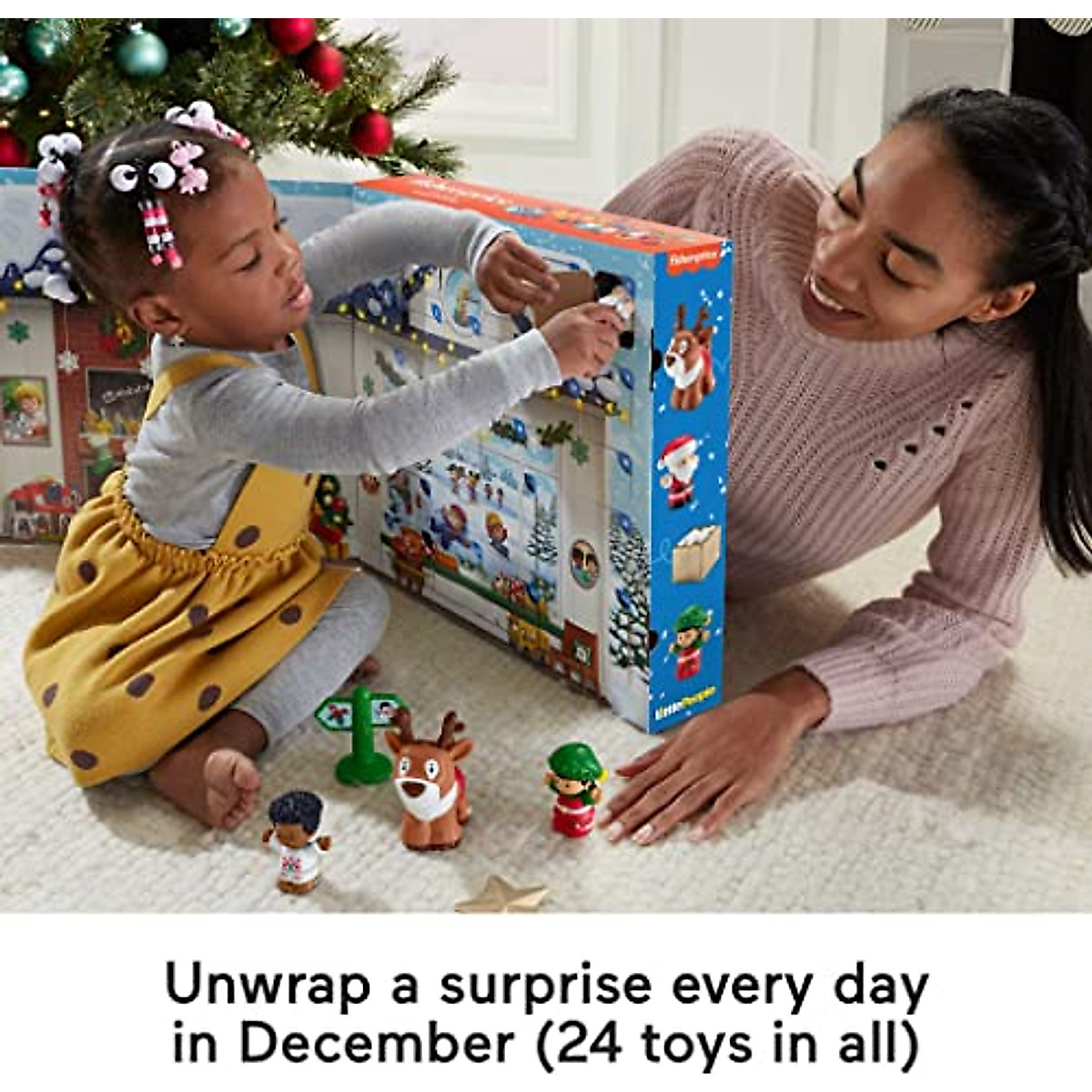 Fisher-Price Little People Advent Calendar, Christmas playset, 24 Toys for Pretend Play, Gift for Toddlers and Preschool Kids Ages 1 to 5 Years