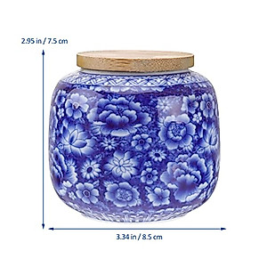 Ceramic Storage Jar Ceramic Tea Storage Jar With Lids Tea Tins Cans Canister Food Storage Containers For Kitchen Coffee Sugar-230ML Porcelain Tea Canister