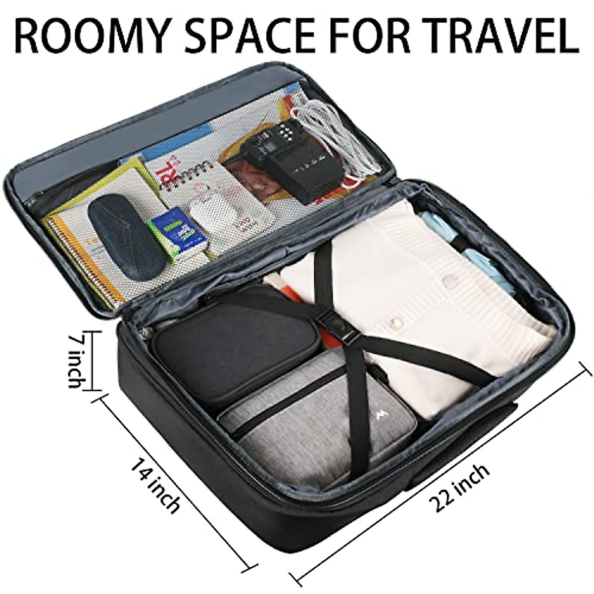 50L Travel Backpack, Large Carry on Backpack Expandable Flight Approved Water Resistant Luggage Suitcase Weekender Business Daypack Overnight Duffle Bag for Men travel，World Traveler Gift, Black