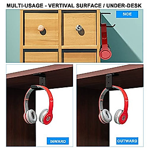 Cosmos 2 Pcs Headphone Hanger Mount Under-Desk Headset Hanger Hook Earphone Holder Wall Mount Hooks with Adhesive Tape & Screw Set Compatible with PC Gaming DJ Headset, Acrylic (Solid Black)