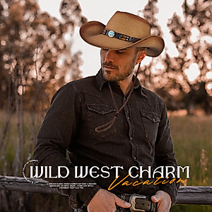 EW East Water Straw Cowboy Hats for Men Women Cowgirl Hat Cowboy Western Hats for Women Men with Woven Straw Cowgirl Hats