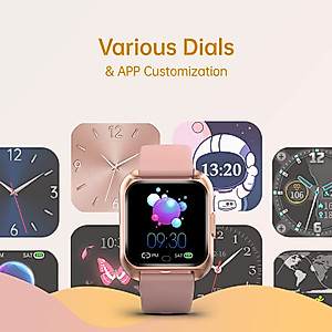 MAXTOP Smart Watch Compatible iPhone Android,Fitness Tracker Watches with Heart Rate Monitor,Sleep Monitor & Blood Oxyen Monitor,Smartwatch for Men Women (T6 Pro Pink)