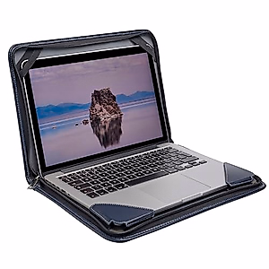 Broonel Blue Leather Laptop Messenger Case - Compatible with Dynabook Portégé X40L-K 14" Laptop