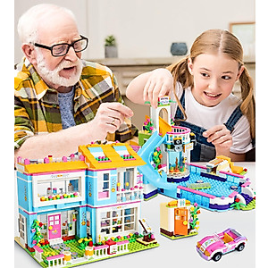 EP EXERCISE N PLAY Friends House Swimming Pool Water Park Building Kit with Storage Box, Creative Roleplay Building Blocks Toy Birthday Gifts for Kids Girls Aged 6-12 (1736 Pieces)