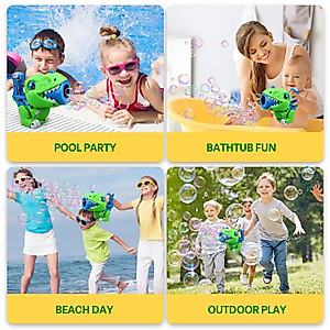 TOY Life Dinosaur Bubble Gun for Toddlers with 3 Bubble Refill Solutions, Bubble Machine for Kids Ages 4-8, Bubble Kids Leaf Blower, Bubble Blaster Gun, Bubble Maker, Easter Bubble Gift for Kids