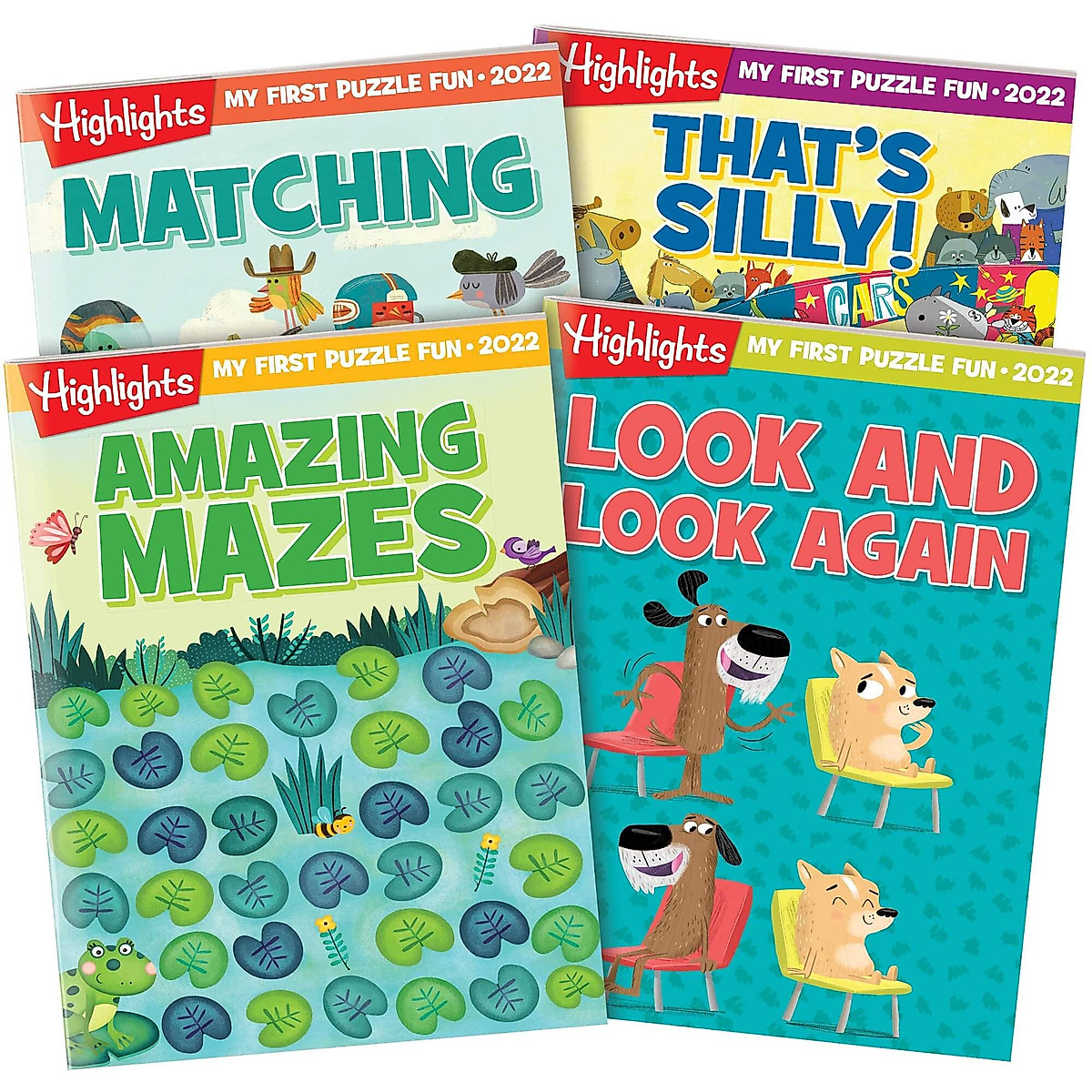 Highlights My First Puzzle Fun 2022 Puzzle Books for Kids Ages 3-6, 4-Book Set of Matching, Mazes, Spot-The-Differences, and More Travel-Friendly Screen Free Brain-Boosting Activities