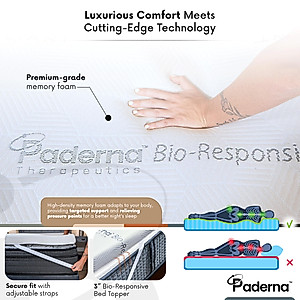 Paderna Therapeutics 3" Celliant-Infused Memory Foam Mattress Topper – Enhanced Comfort for Twin Mattresses – Promotes Better Sleep & Circulation