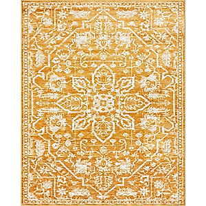 Well Woven Dazzle DISA Vintage Medallion Gold Soft 9'3" x 12'6" Area Rug