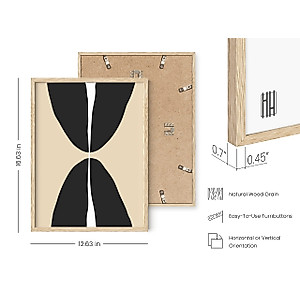 HAUS AND HUES Black Abstract Art and Modern Poster - Black Abstract Wall Art, Geometric Art, Abstract Modern Decor, Mid Century Modern Wall Decor (Beige Frame, 12x16)