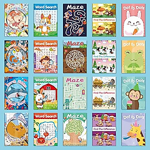 Elfew 20 Pack Small Activity Books for Kids Age 4-8,8-12.Kid Party Favor Game and Coloring, Include Word Search, Mazes,Find the Difference,Dot to Dot and More, Goodie Bag Stuffers for Kids