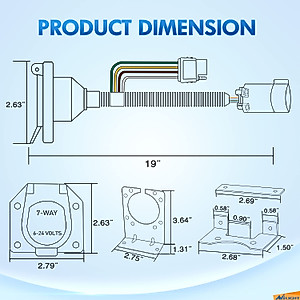 Nilight Dual Output Vehicle Side 7 Way RV Blade and 4Way Flat Wiring Harness Multi Tow 4Pin to 7Pin Electric Adapter for RVs Trucks Factory Tows Package USCAR 7Way Sockets Required