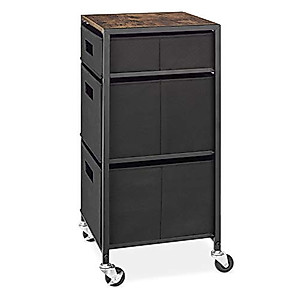 Whitmor Rolling 3-Drawer Storage Utility Cart, Brown