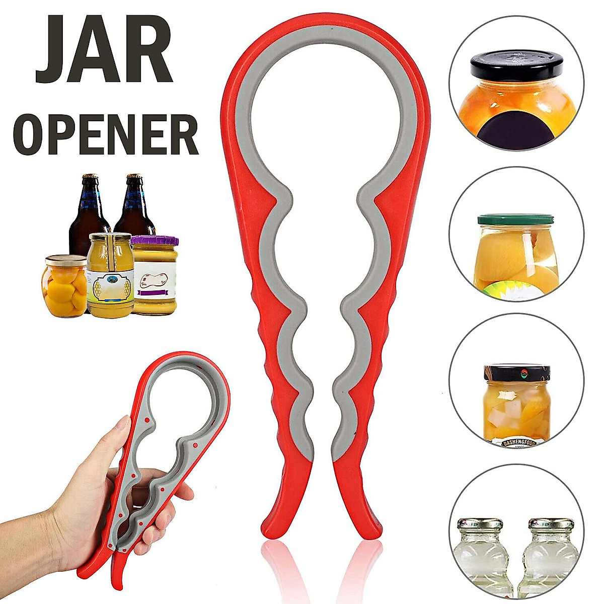 Jar Opener Quick Lid Bottle Cap Grip Twister Remover for Weak Hands, Seniors and Children Rubber Jar Gripper Pad